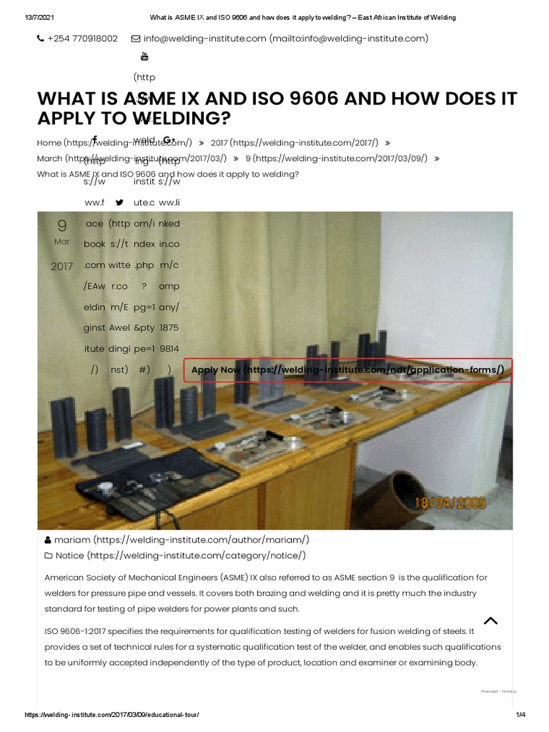 What Is ASME IX and ISO 9606 and How Does It Apply To Welding - East ...
