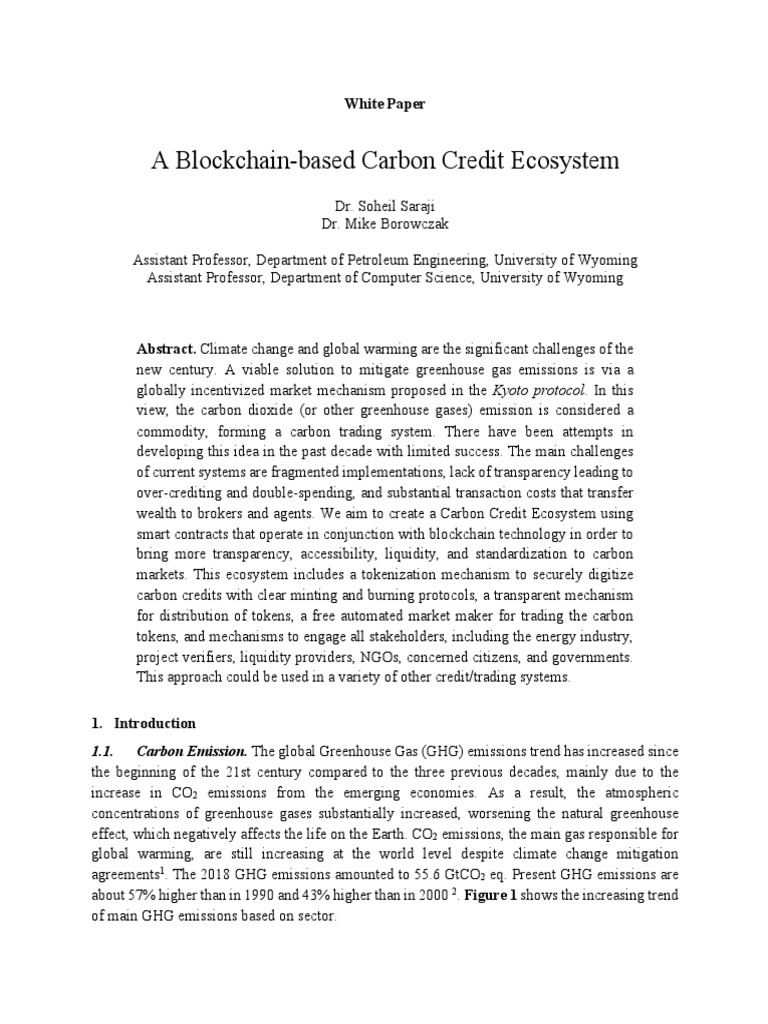 A Blockchain Based Carbon Credit Ecosystem | PDF | Greenhouse Gas ...