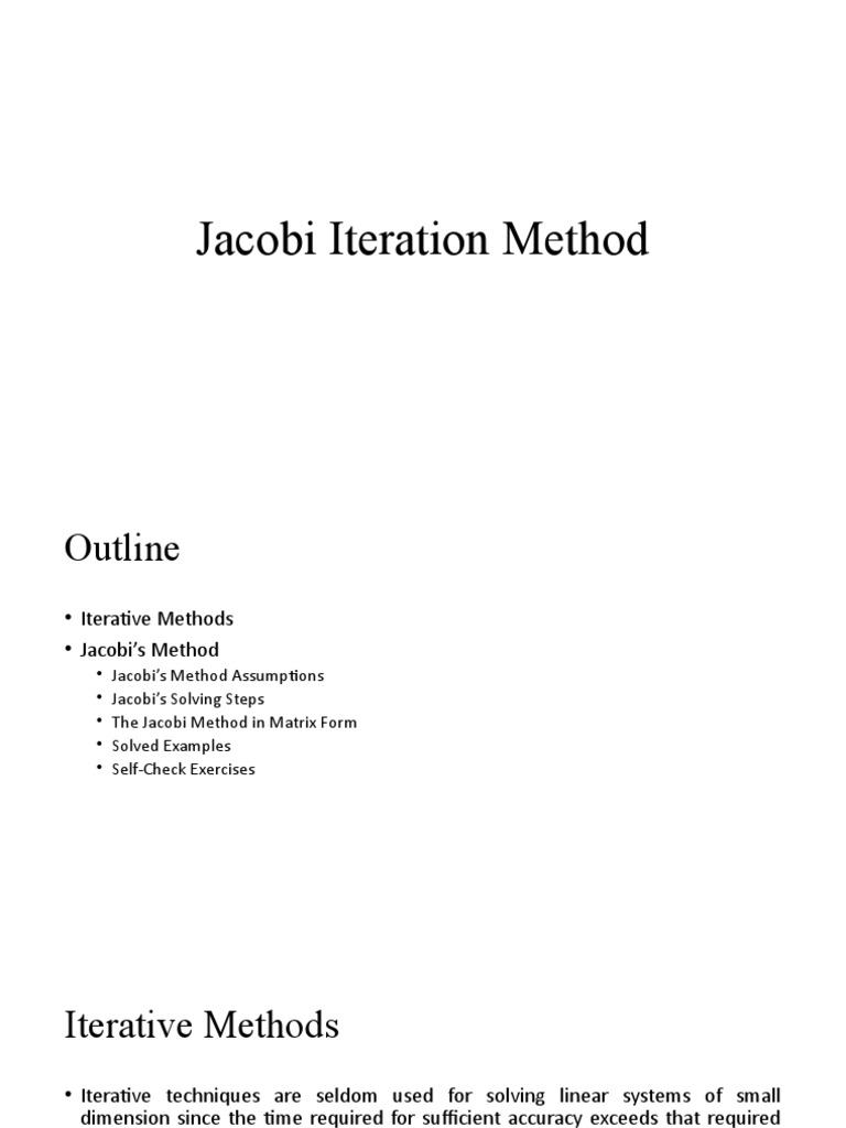 Lecture 10 - Solving Equations by Jacobi Iterative Method | PDF | System Of Linear Equations ...