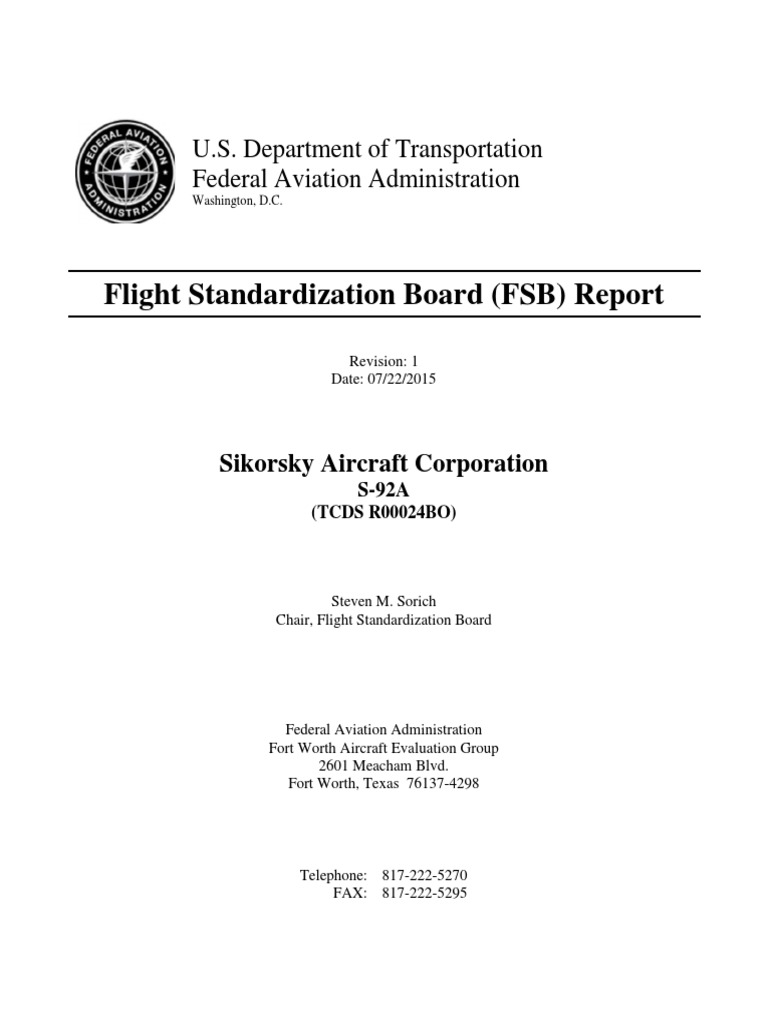 Flight Standardization Board (FSB) Report: U.S. Department of ...