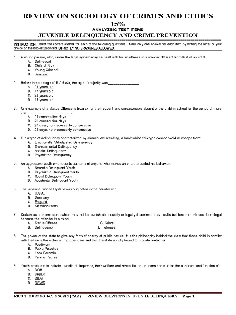 3.juvenile Delinquency and Crime Prevention | PDF | Juvenile ...