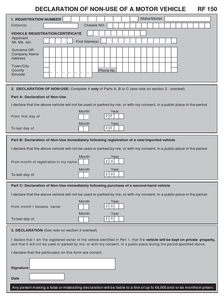 Declaration of Non-Use: Outlining the Period a Vehicle Will Not be Used ...