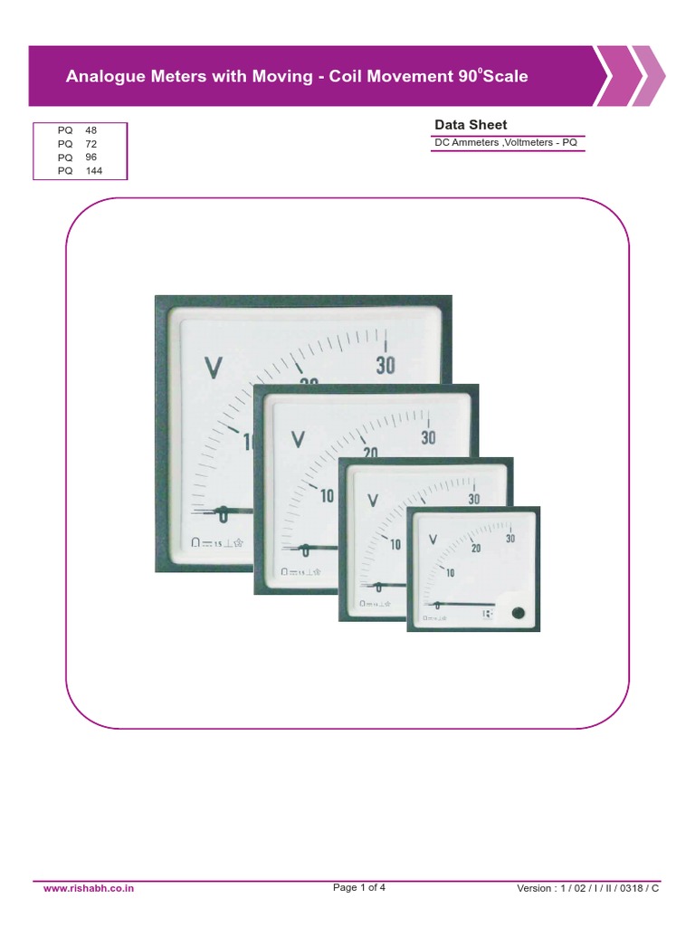 Analogue Meters With Moving - Coil Movement 90 Scale: Data Sheet ...