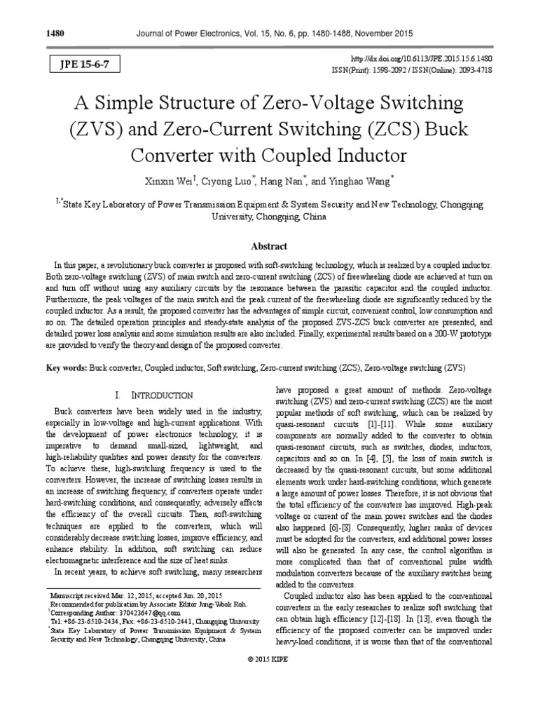 A Simple Structure of Zero-Voltage Switching Zero Current Switching Buck Converter | PDF | Power ...