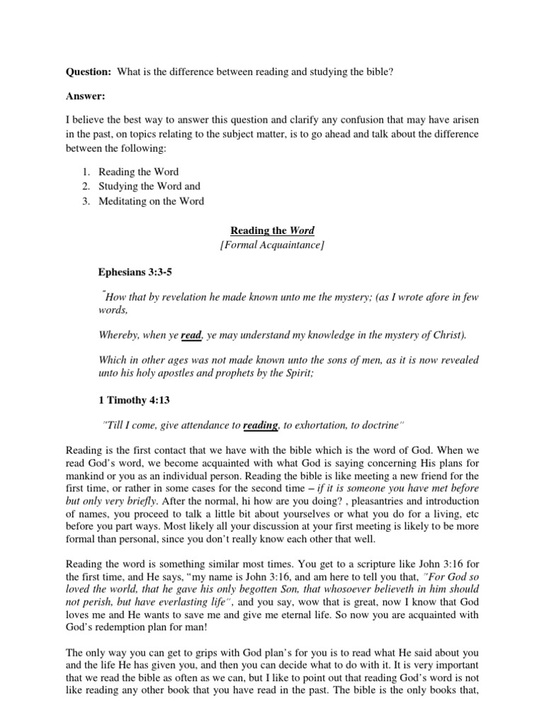 Read, Study and Meditate On The Word | PDF | Eternal Life (Christianity ...