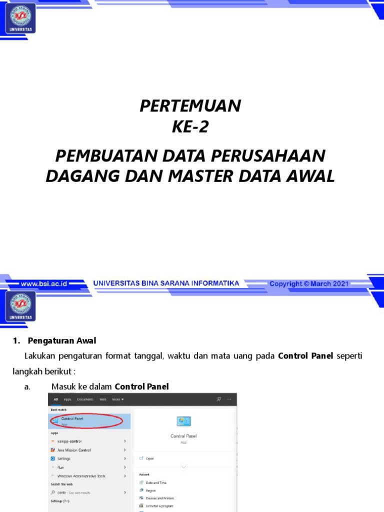Pertemuan KE-2 Pembuatan Data Perusahaan Dagang Dan Master Data Awal | PDF