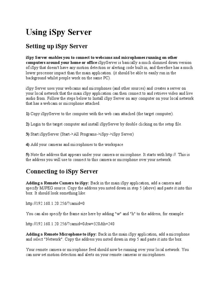 Setting Up iSpy Server for Remote Access | PDF