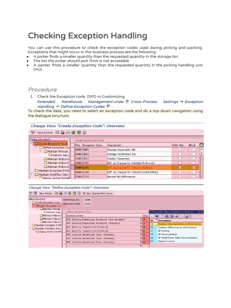 Checking Exception Handling DIFD DIFW CHHU CHBD | PDF