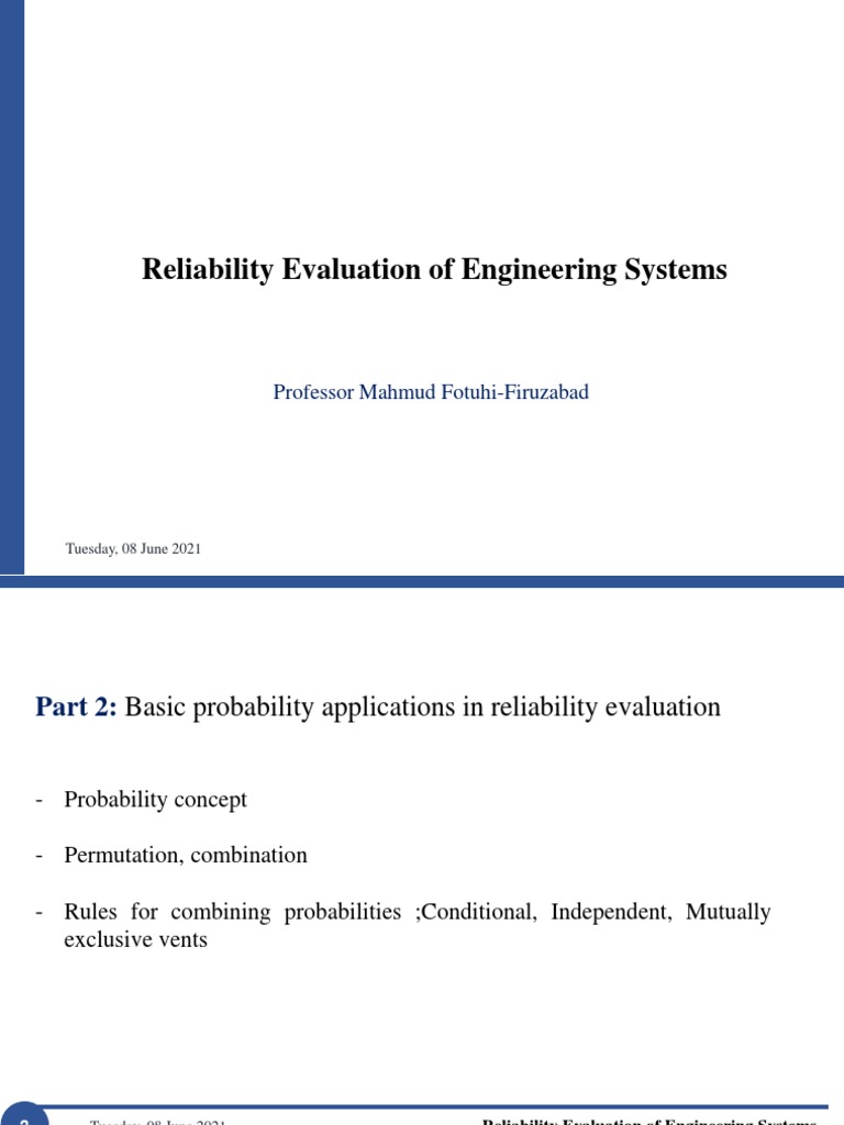 Reliability Evaluation of Engineering Systems: Professor Mahmud Fotuhi ...
