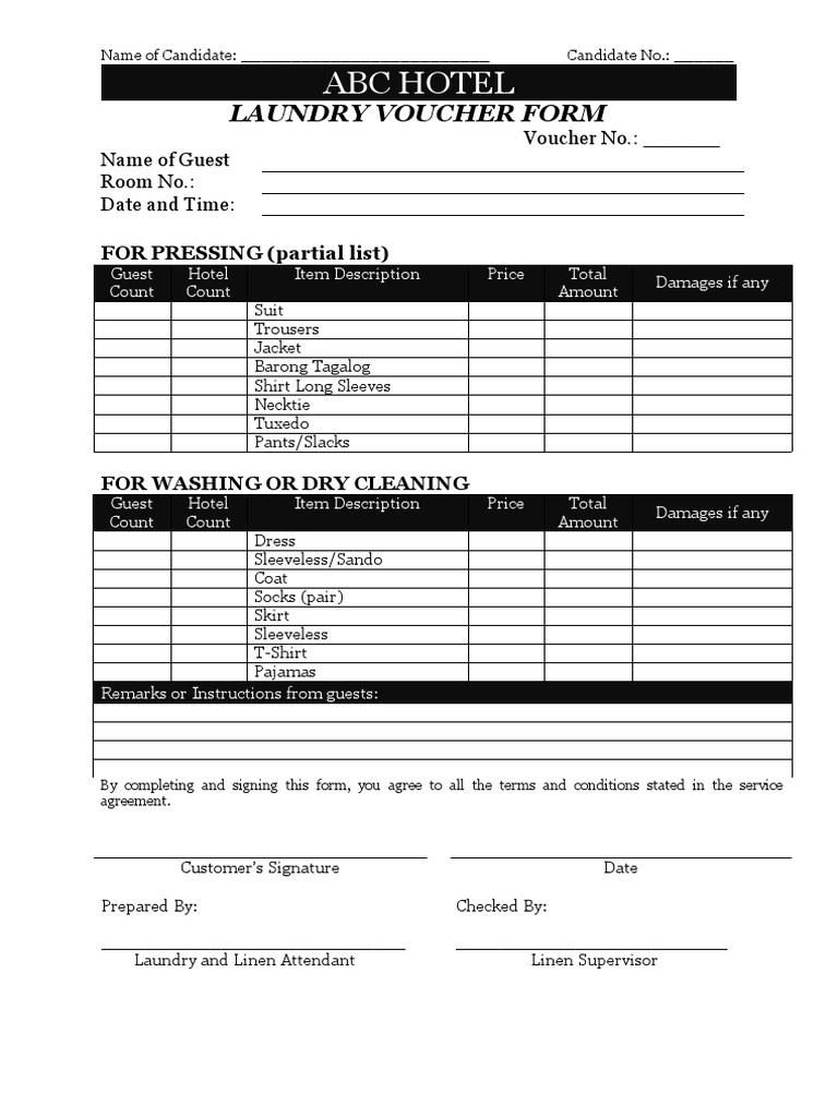 Laundry Voucher Form-Housekeeping | PDF