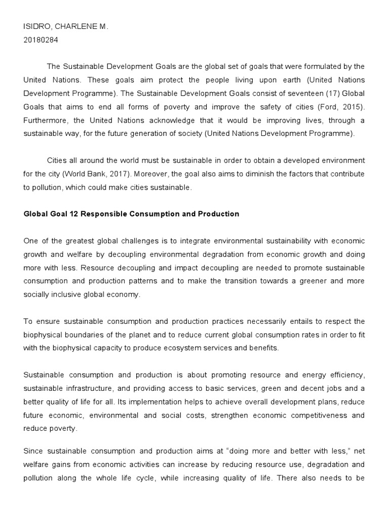 Global Goal 12 Responsible Consumption and Production | PDF | Sea Level ...