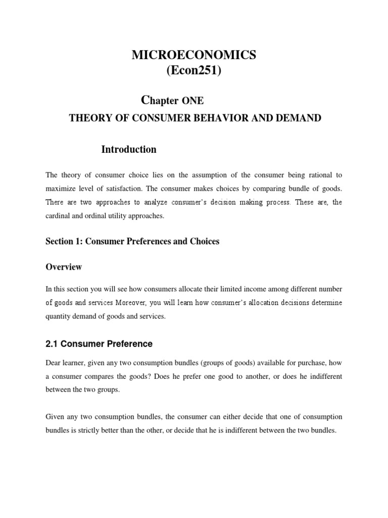 Micro Chap 1 | PDF | Utility | Microeconomics
