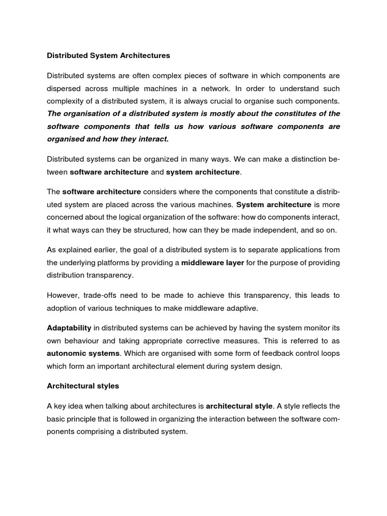 Distributed System Architecture | PDF | Client–Server Model | Peer To Peer