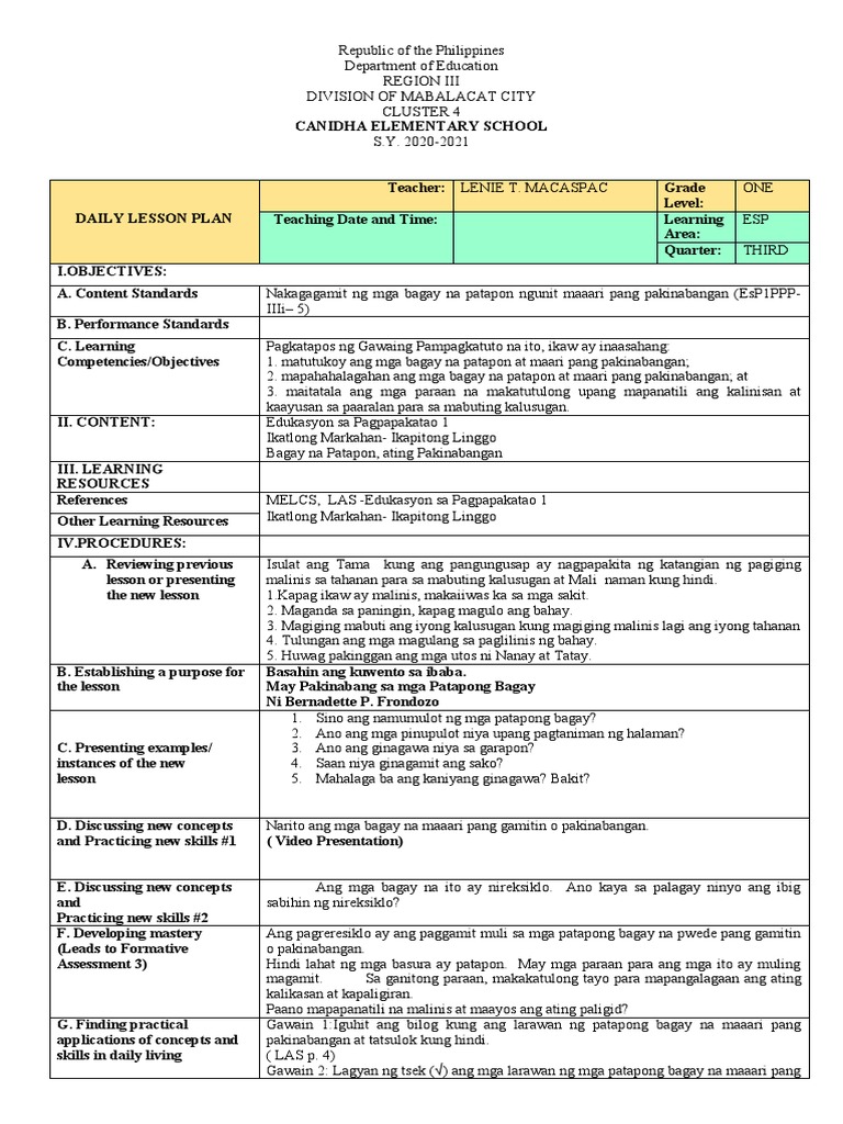 Esp DLP Week 7 | PDF