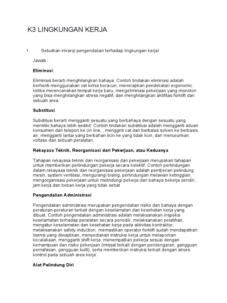 K3 Lingkungan Kerja | PDF
