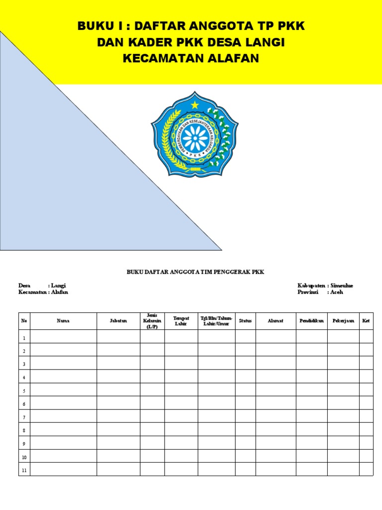 6 Buku Pokok PKK Langi. HK | PDF
