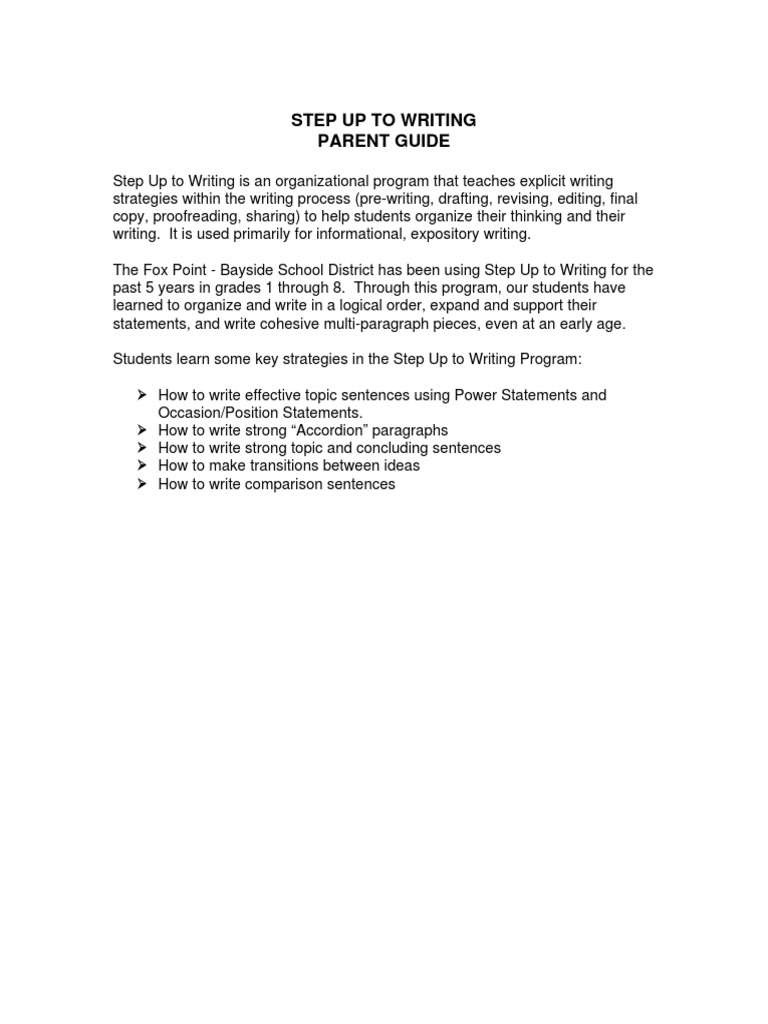 Step Up Parent Guide | PDF | Sentence (Linguistics) | Communication