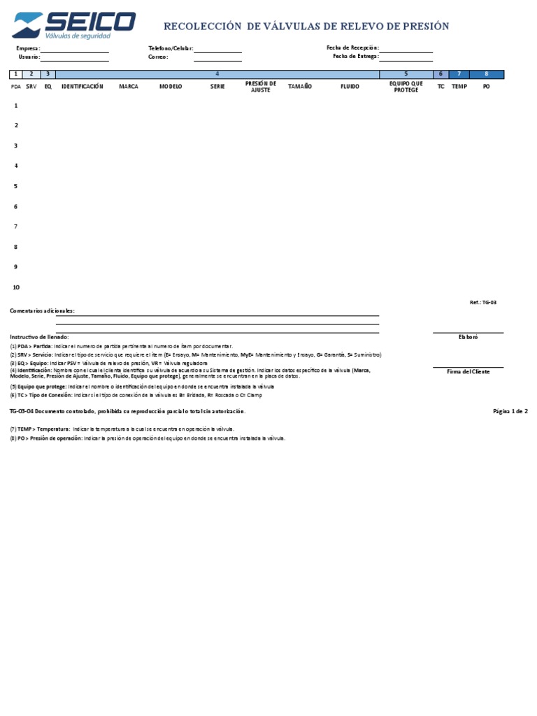TG-03-04 Formato de Recolección - Valvulas | PDF | Informática ...