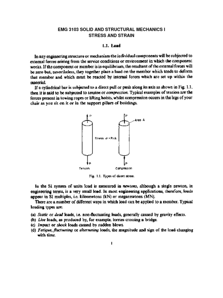 Emg 3103 Solid and Structural Mechanics I Stress and Strain | Download Free PDF | Deformation ...