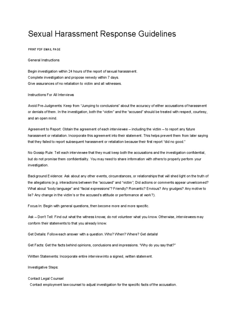 Sexual Harassment Interview Guidelines Group 1 | PDF | Sexual ...