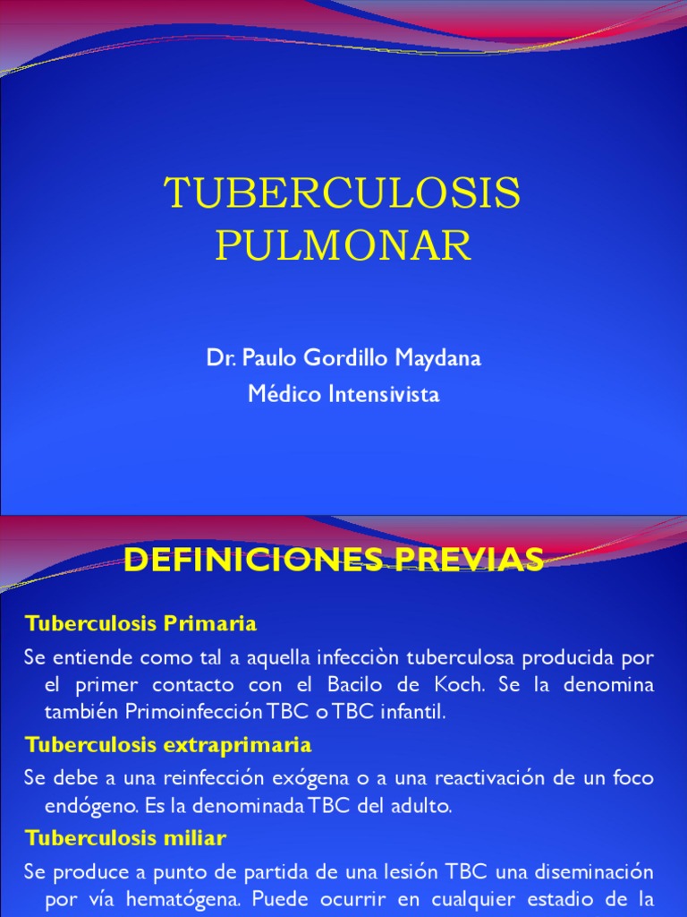 Tuberculosis Pulmonar | PDF | Tuberculosis | Enfermedades y trastornos