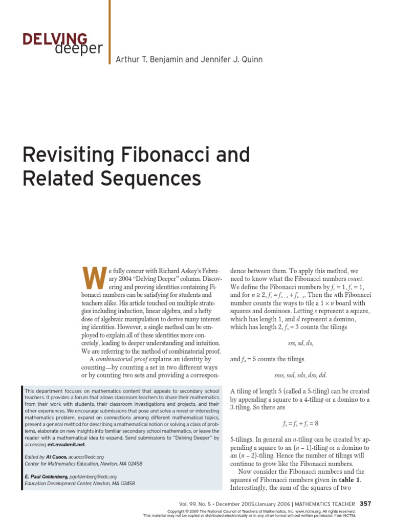 Revisiting Fibonacci and Related Sequences: Deeper | PDF | Number ...