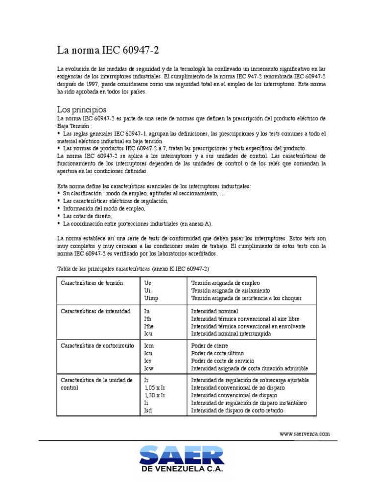 Norma IEC 60947 2 | PDF | Corriente eléctrica | voltaje