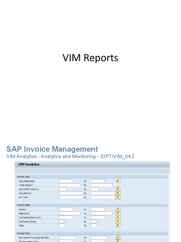 VIM Reports With Tcodes | PDF