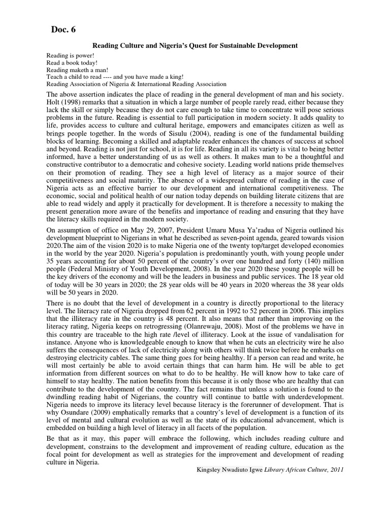 136 Reading Culture and Sustainable Development | PDF | Literacy ...