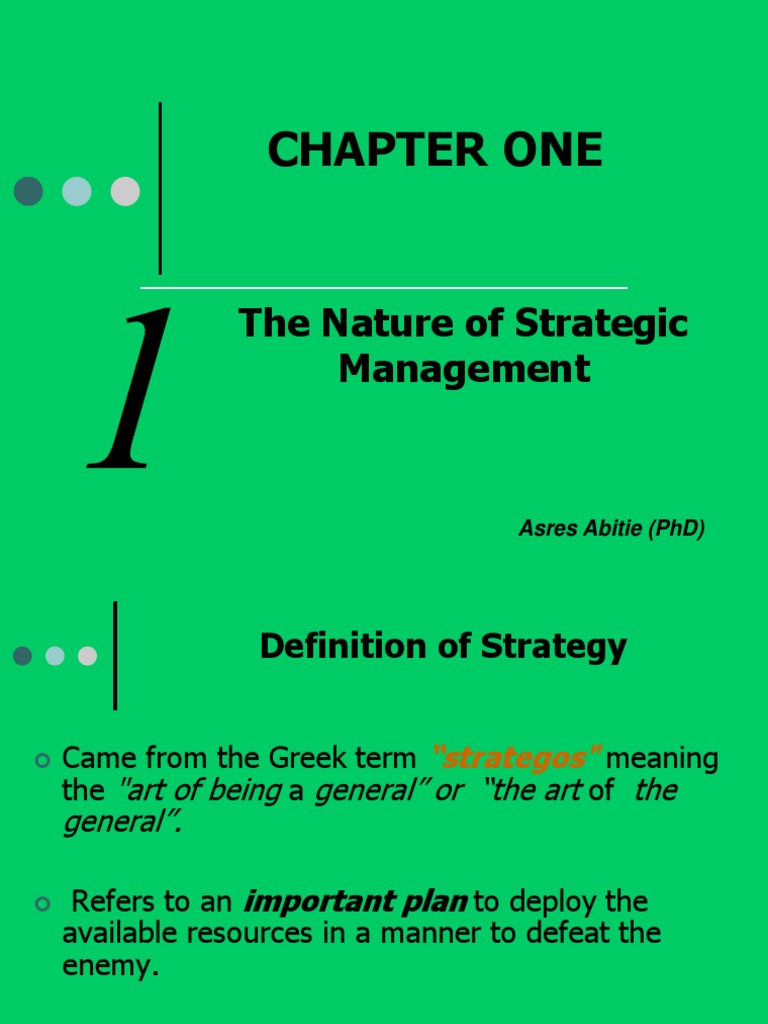 Chapter 1 The Nature Of Strategic Management PDF Strategic