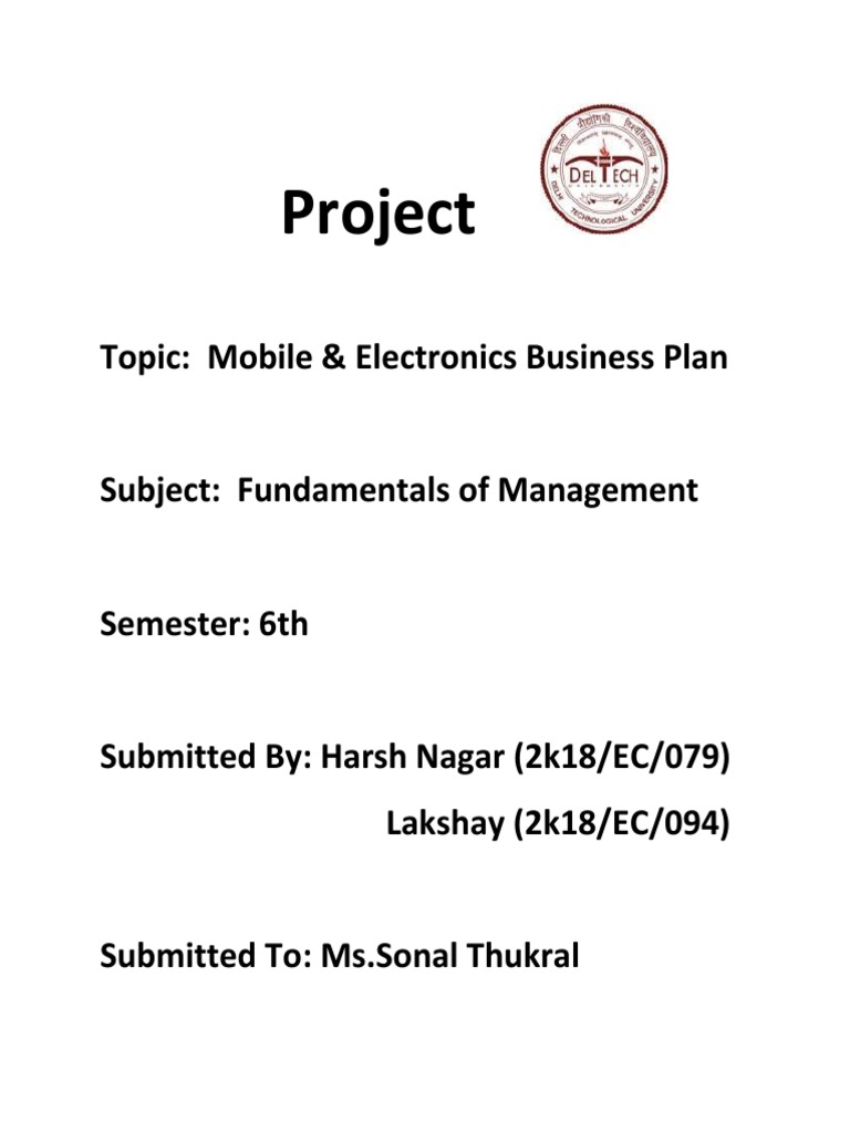 Project: Topic: Mobile & Electronics Business Plan | PDF | Smartphone ...