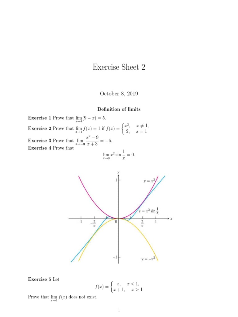 Definitions of Limits, Continuity, and Bounded Functions: An Exercise Sheet on Fundamental ...