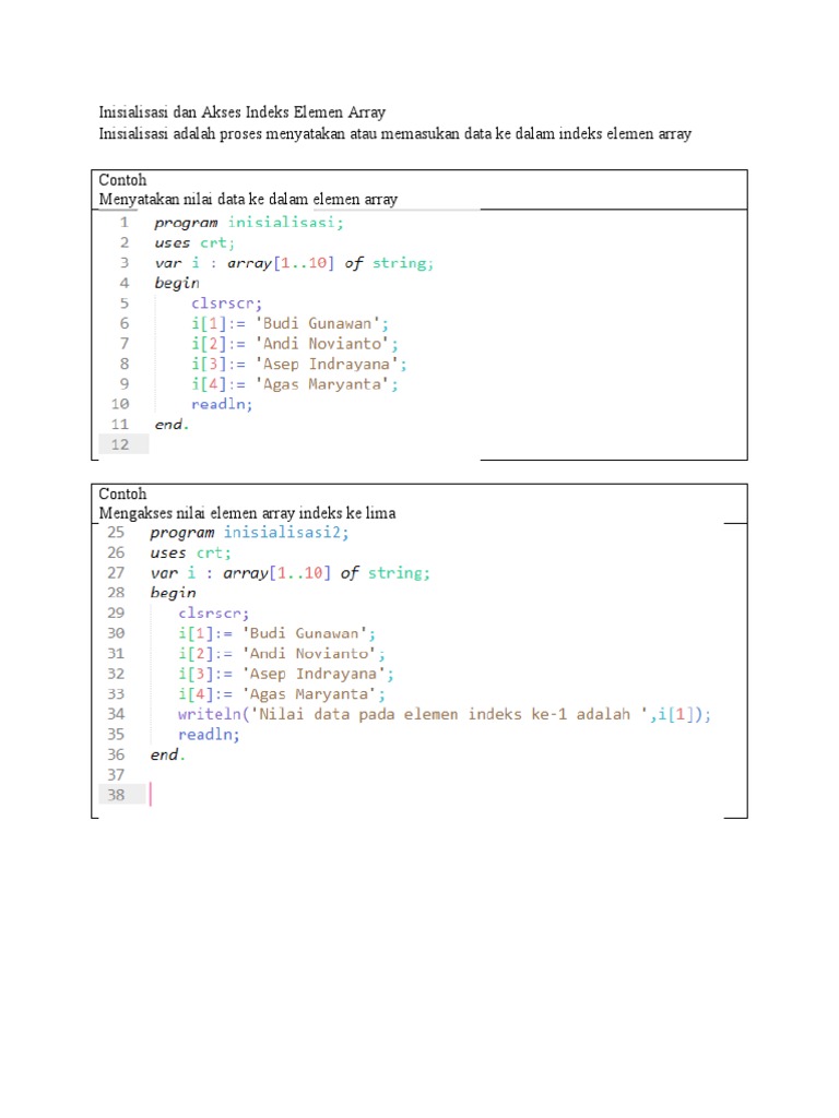 2-Inisialisasi Dan Akses Indeks Elemen Array | PDF | Komputer