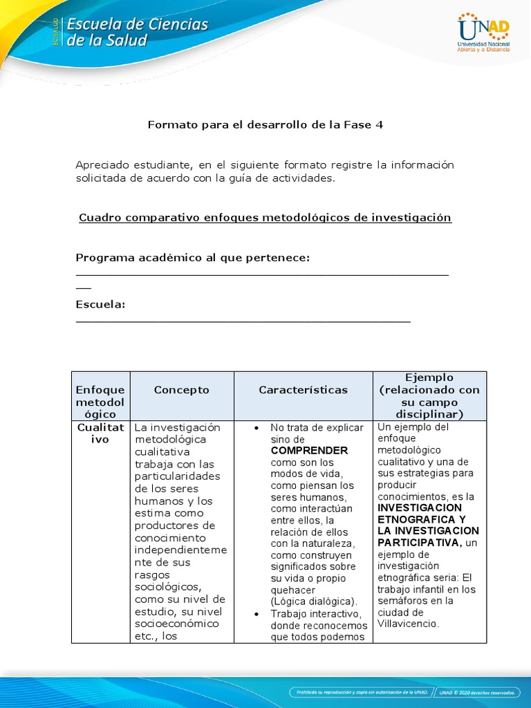 Matriz 3 - Enfoques Metodológicos Fase 4 MAFE | PDF | Estadísticas ...