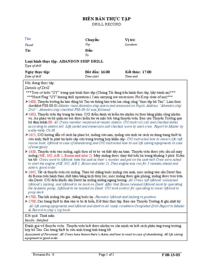 1.1 Abandon Ship Drill (Monthly) | PDF