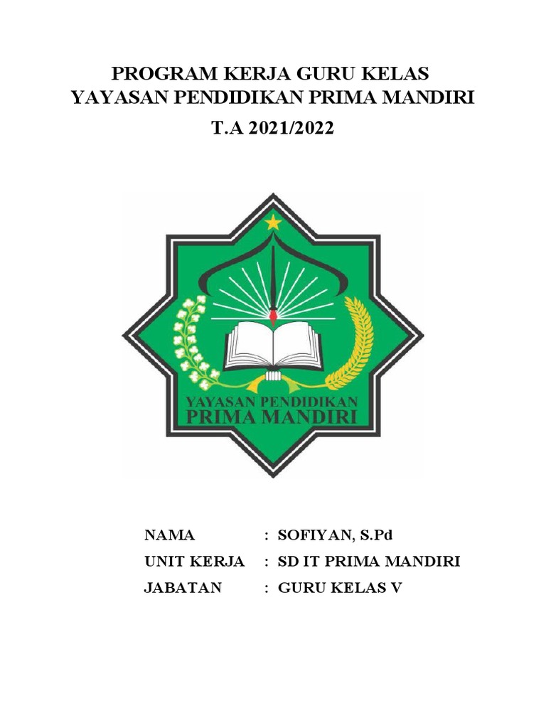 Cover Program Kerja Guru Kelas | PDF