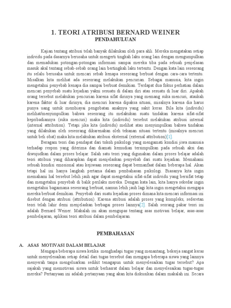 Teori Atribusi Bernard Weiner | PDF