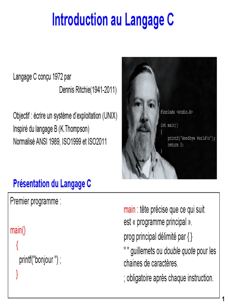 01 - Introduction Au Langage C | PDF | C (Langage de programmation) | Génie logiciel