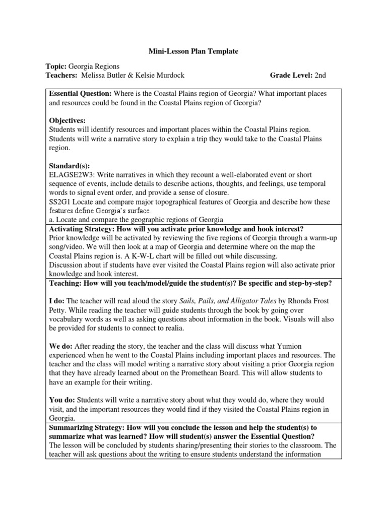 Murdock Butler Mini-Lesson Plans | PDF | Teachers | Behavior Modification