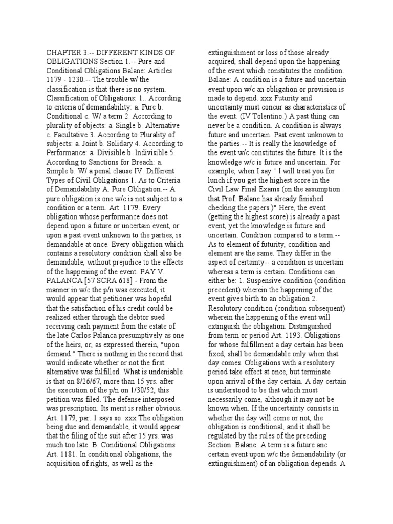 Oblicon Chapter 3 | PDF | Breach Of Contract | Lease