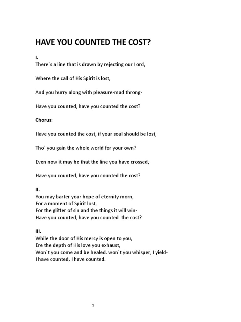 Have You Counted The Cost? | PDF | Jesus | Religious Belief And Doctrine