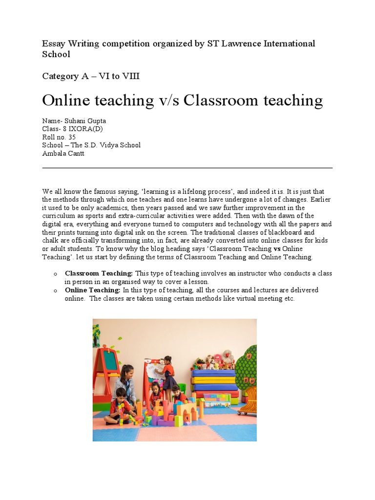 Classroom vs. Online Learning | PDF | Educational Technology | Teachers