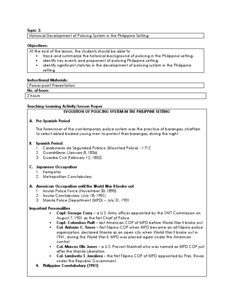 Evolution of Philippine Policing System | PDF | National Security | Law ...