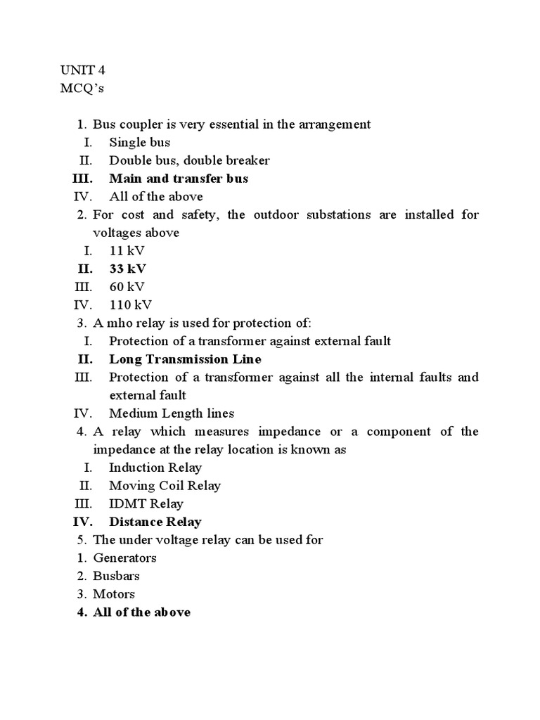 Unit 4 PSP | PDF | Relay | Transformer