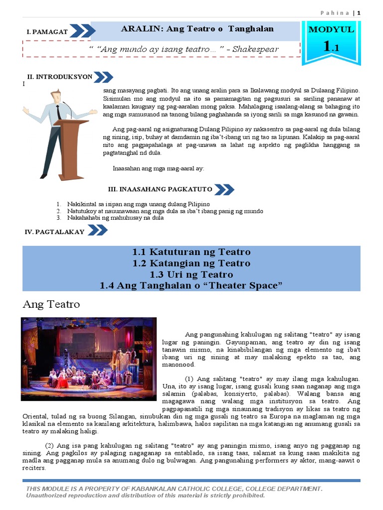 Dulaang Filipino (Midterm | PDF