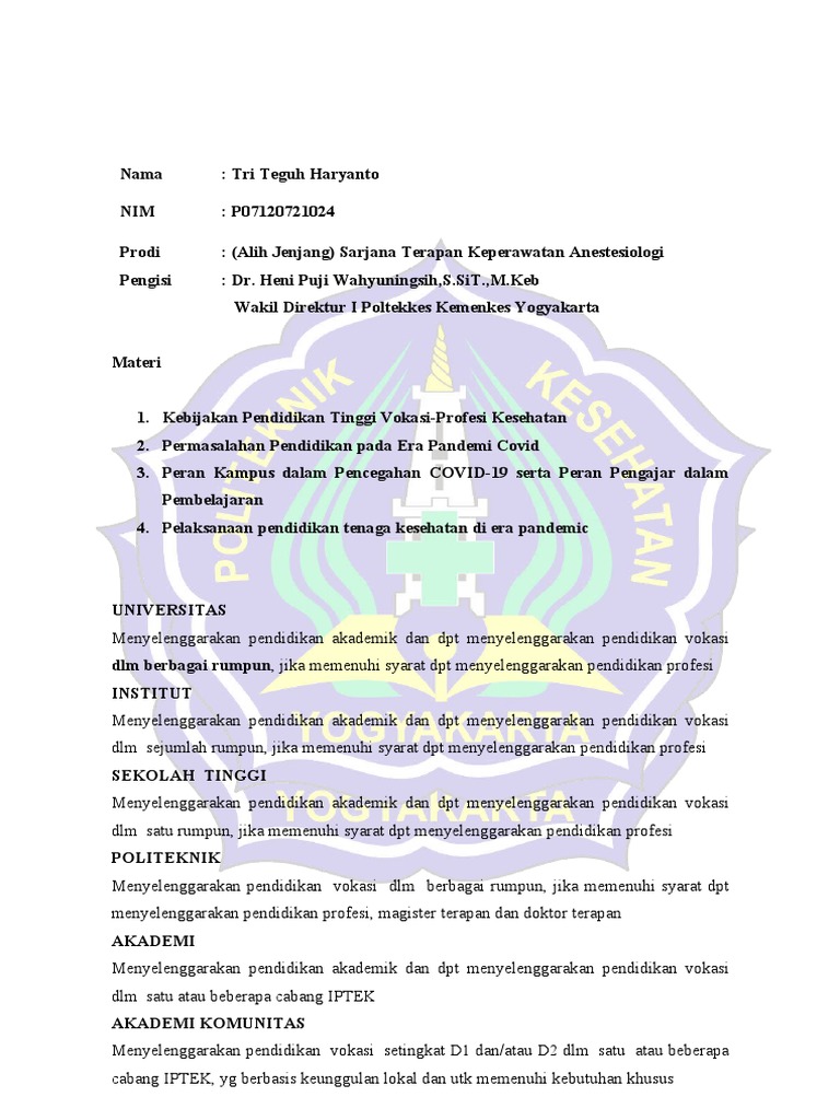 Tri Teguh Haryanto Nim p07120721024 Stka Aj2 | PDF