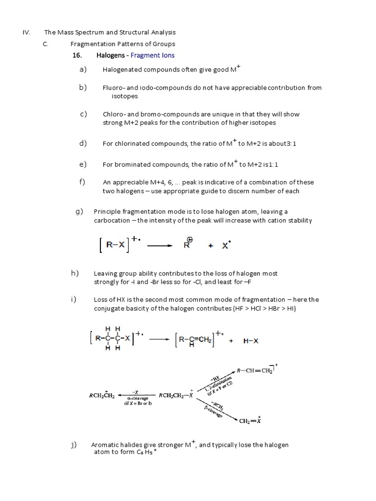 Halogen Fragmentation in Mass Spectrometry | PDF | Mass To Charge Ratio ...