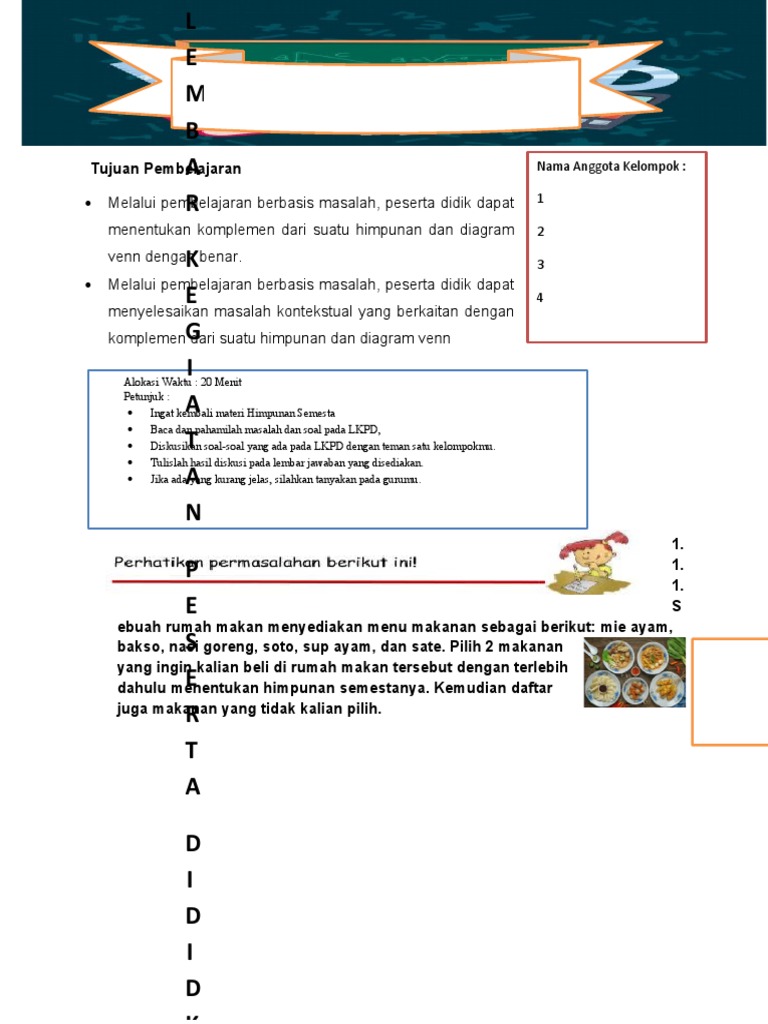 LKPD Komplemen Himpunan | PDF