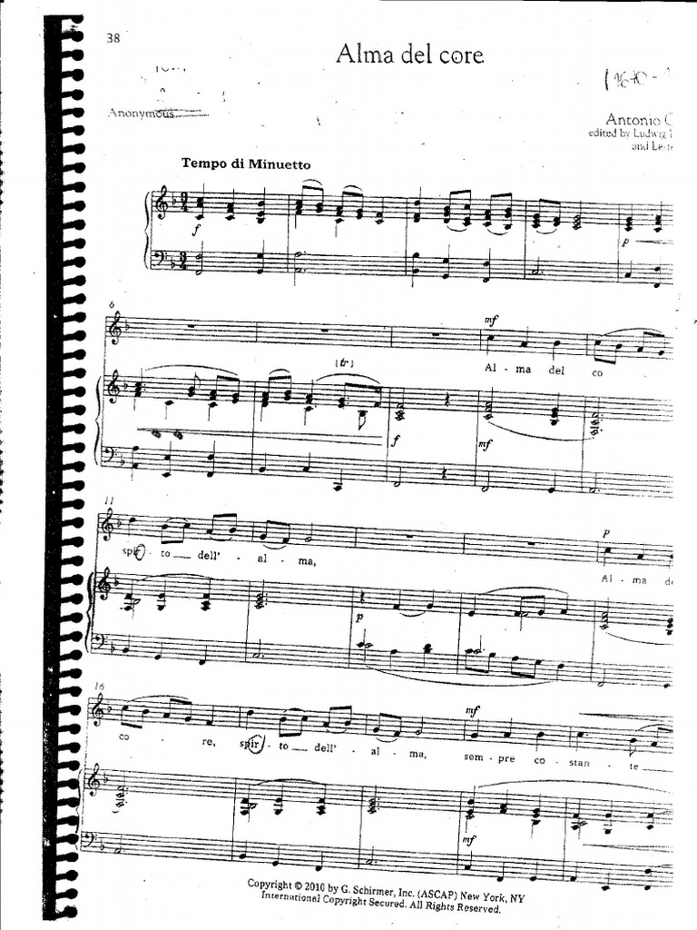 A. Caldara (1670 - 1736) - Alma Del Core (F) | PDF
