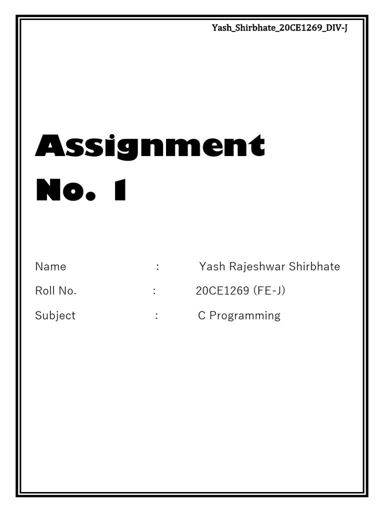 Yash Shirbhate's C Programming Assignment Solutions | PDF | Data Type | Integer (Computer Science)